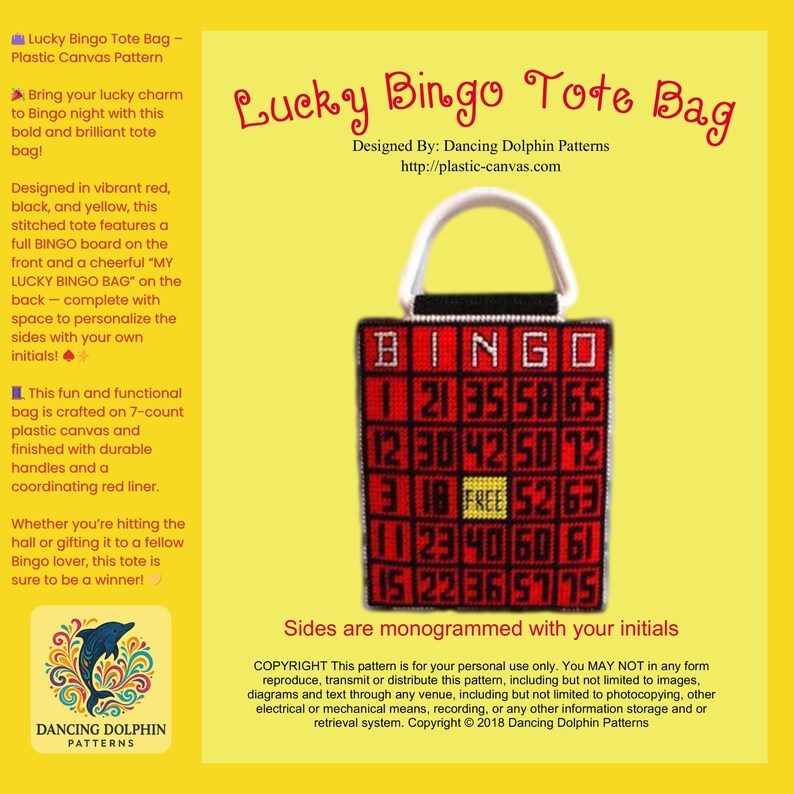 Bingo Tote Bag - Plastic Canvas PDF Pattern - Red & Black - Etsy