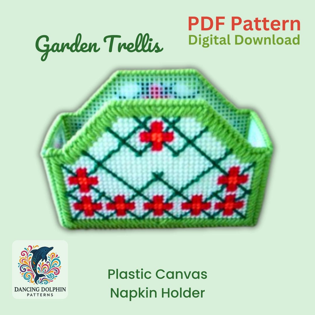 Plastic Canvas Napkin Holder Pattern: Garden Trellis Floral (digital ...