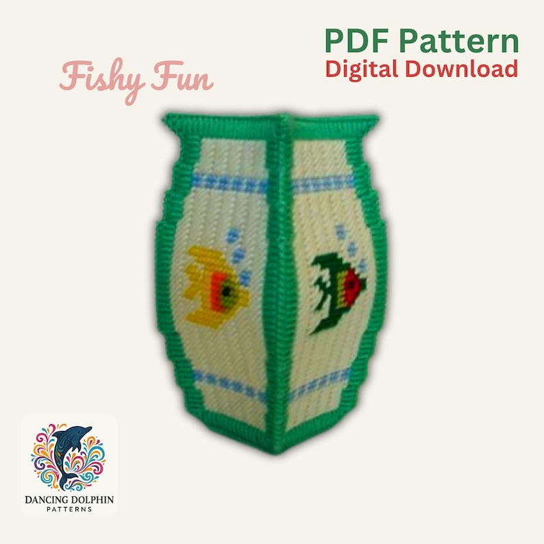 Plastic Canvas Fish Vase Pattern PDF – Fishy Fun 3D Yarn Craft for Home ...