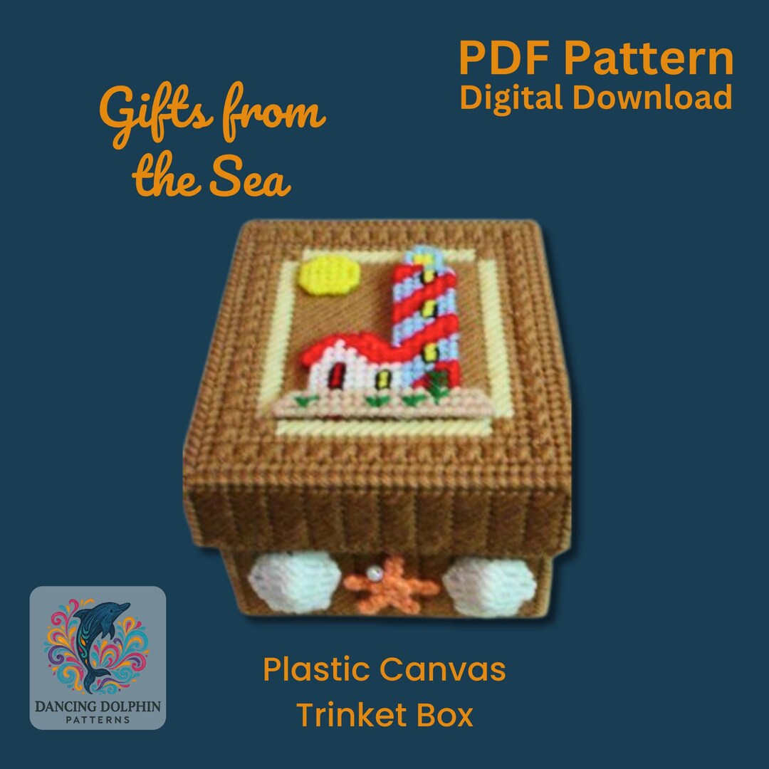 Plastic Canvas Lighthouse Trinket Box PDF Pattern: Nautical Coastal ...