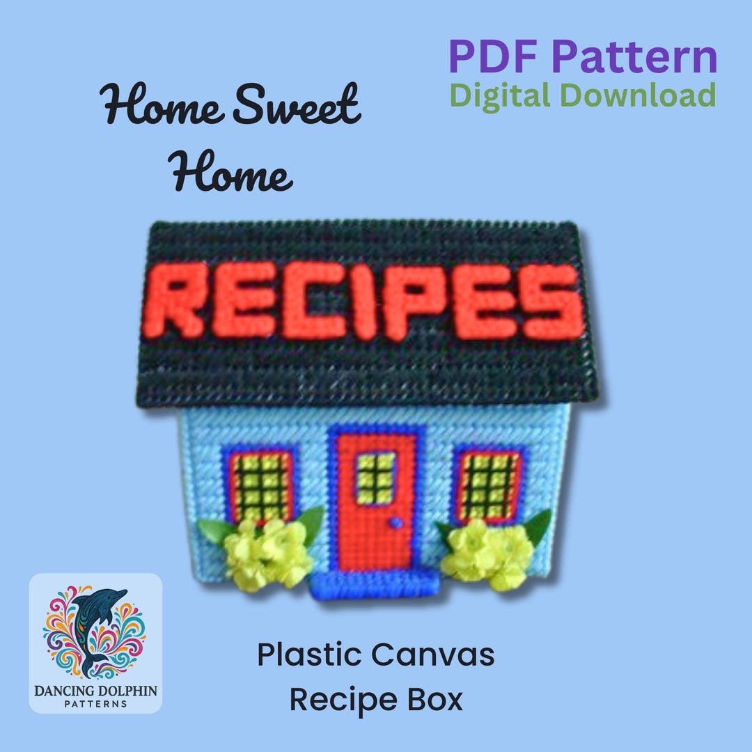 Plastic Canvas Recipe Box PDF Pattern: Home Sweet Home House - Etsy