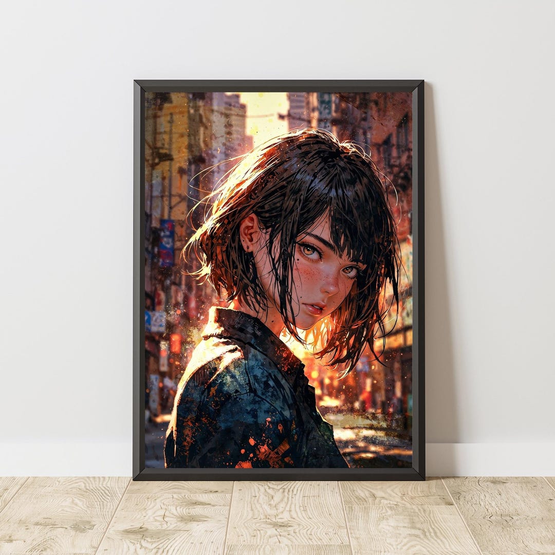 Golden Hour Anime Girl Poster | Urban Street Art Print | Waifucult ...