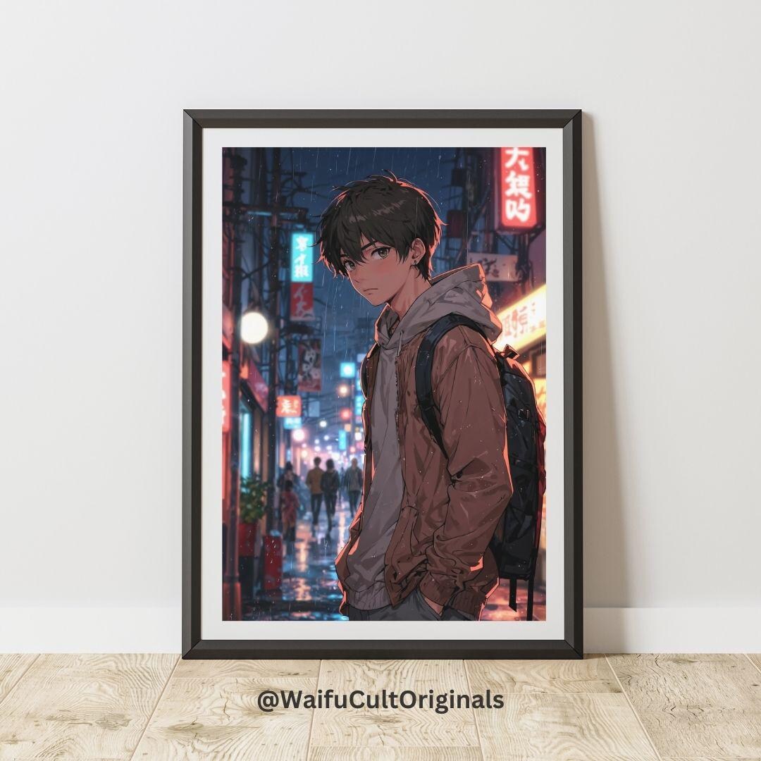 Mysterious Anime Boy Poster | Ren Arakawa – the Shadow Between Neon ...