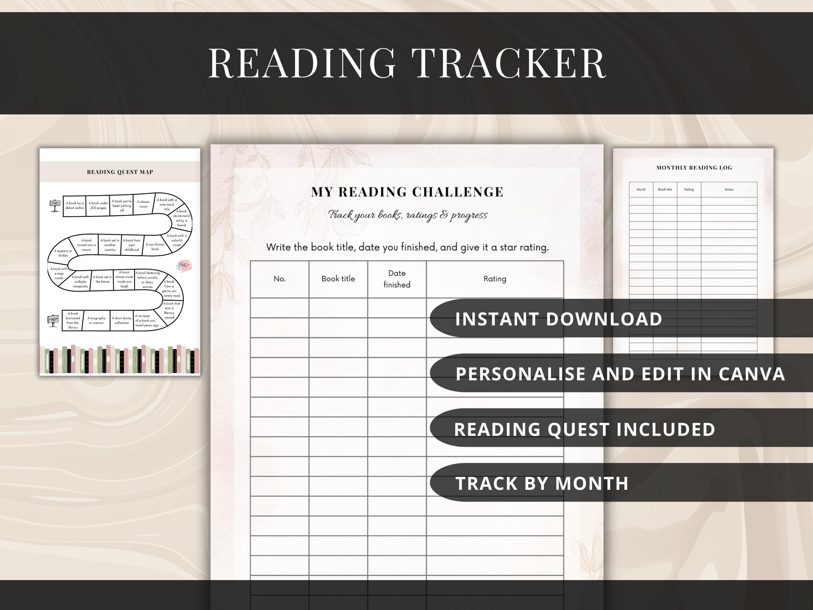 Editable Reading Log Printable, Reading Tracker, Book Journal, Reading ...