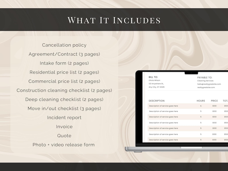 Cleaning Business Forms Bundle - Editable Cleaning Contract Cleaning ...