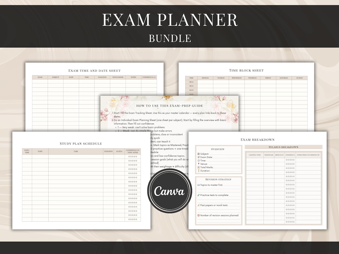 Exam Planner Printable, Student Exam Prep for GCSE, A Level Tracker ...