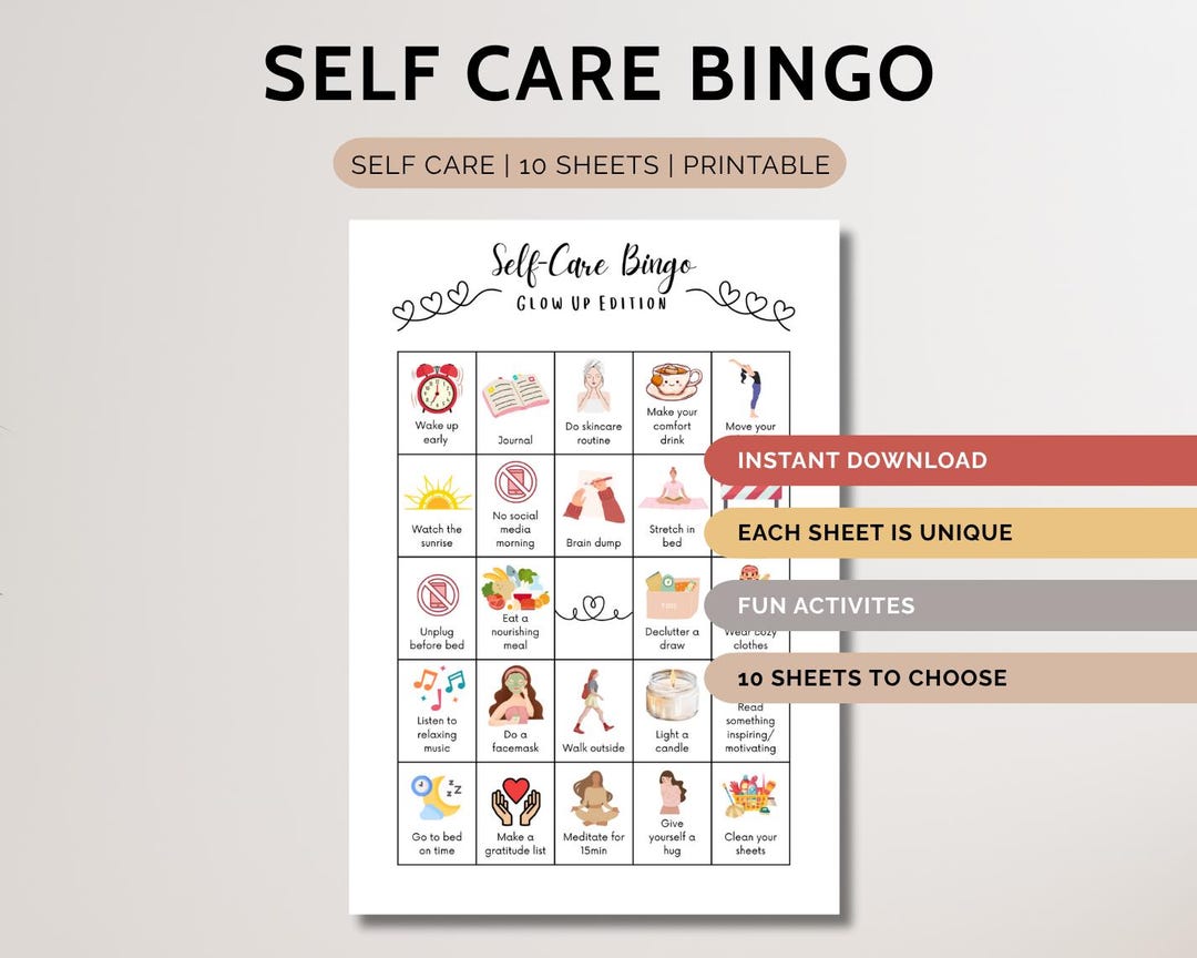 Self Care Bingo Cards Printable Self Care Challenge Self Love Challenge ...