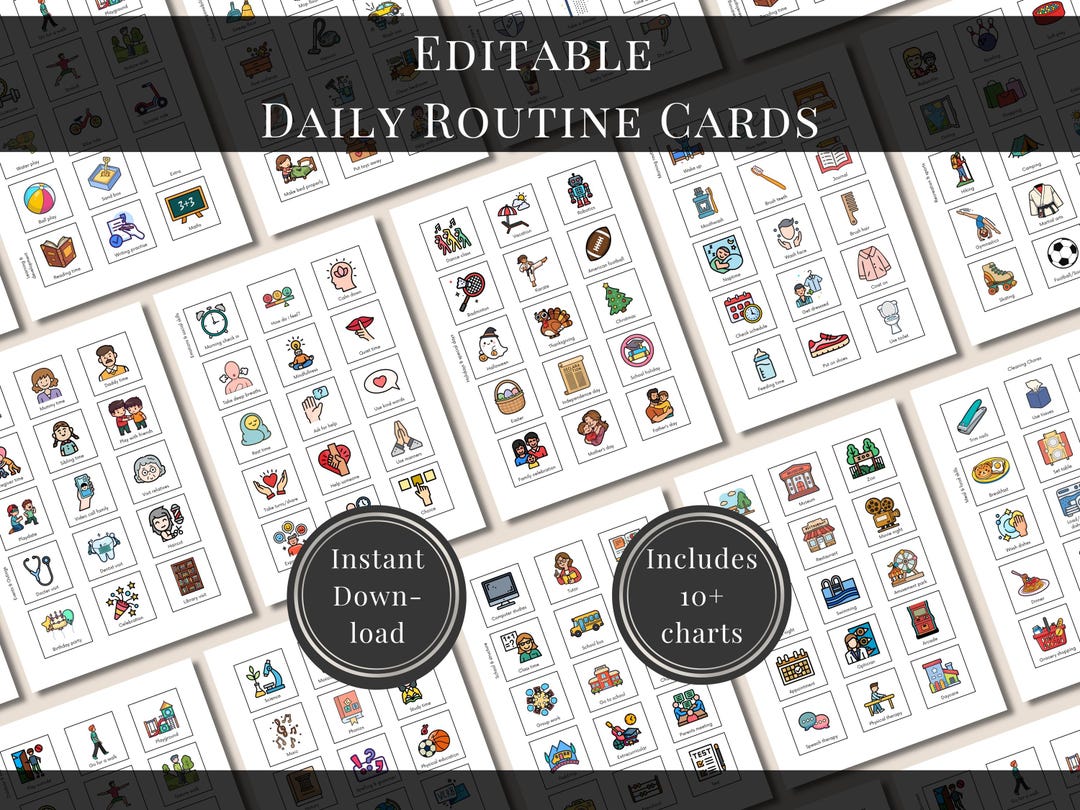 Editable Routine Cards for Kids Daily Rhythm Visual Schedule Printable ...