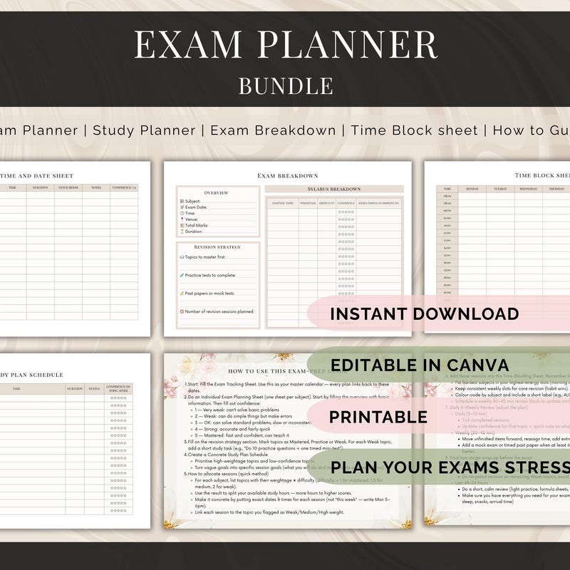Exam Revision Plan - Etsy