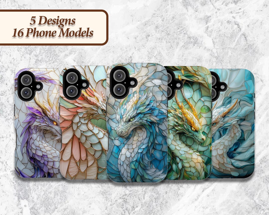 Stained Glass Dragon Phone Case – Magsafe Tough Case for iPhone 17 16 ...