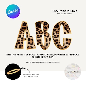 Cheetah Print Y2K Font PNG | Doll-inspired Letters, Numbers & Symbols ...