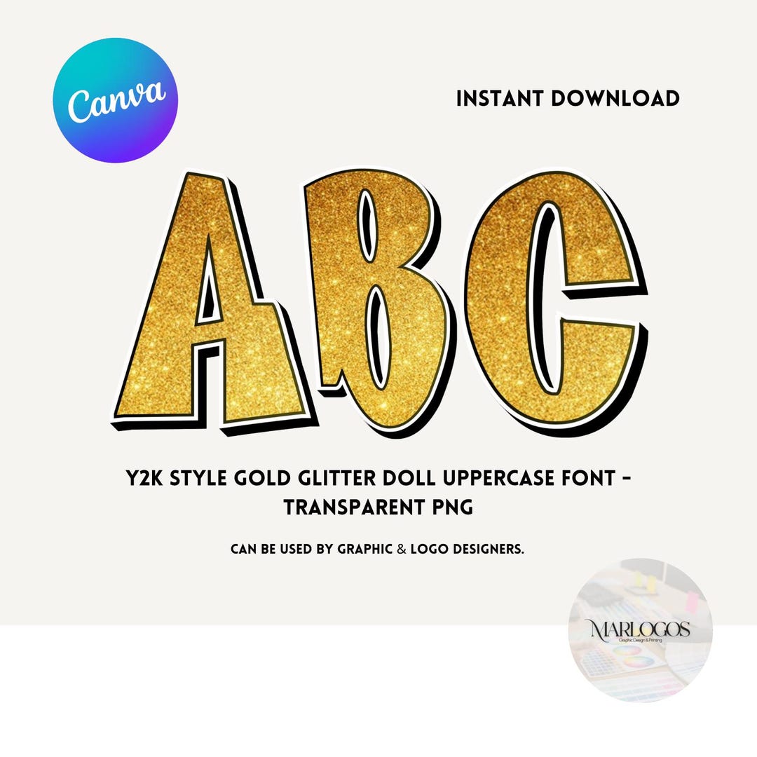 Gold Glitter Doll Uppercase Alphabet, Luxury PNG Letters, Gold Glitter ...