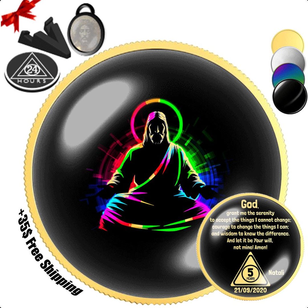 God Sobriety Coin With Faith Message | AA NA Recovery Medallion | Clean ...