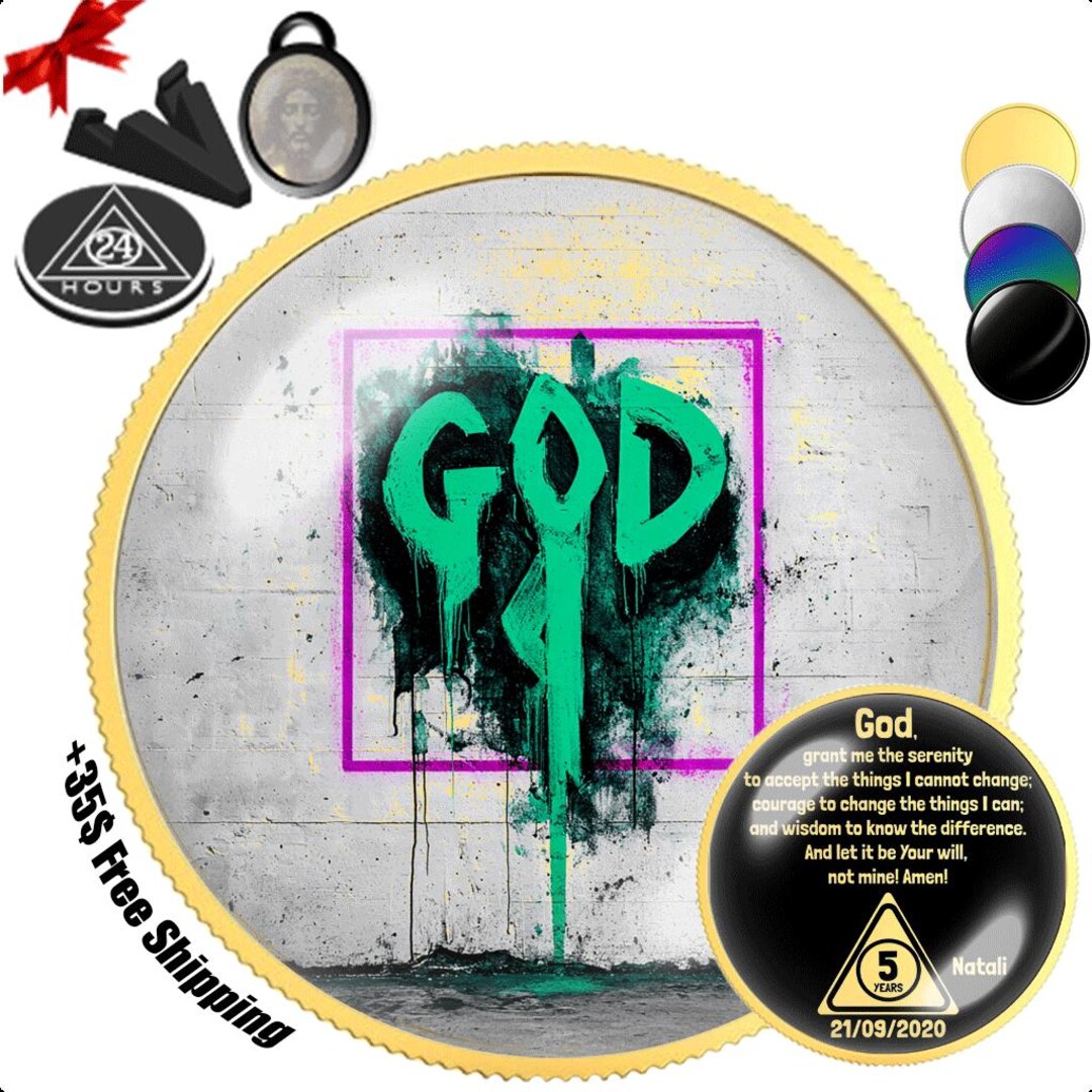 God Sobriety Coin With Faith Message | AA NA Recovery Medallion | Clean ...