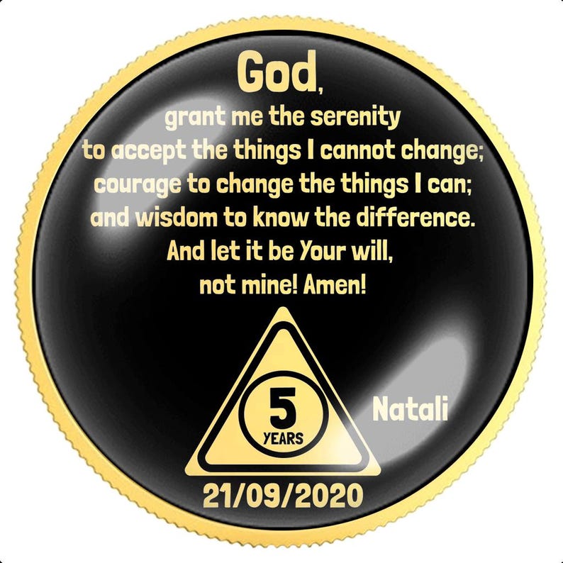 Sobriety Coin With Jesus | Serenity Prayer | Alcoholics Anonymous Token ...