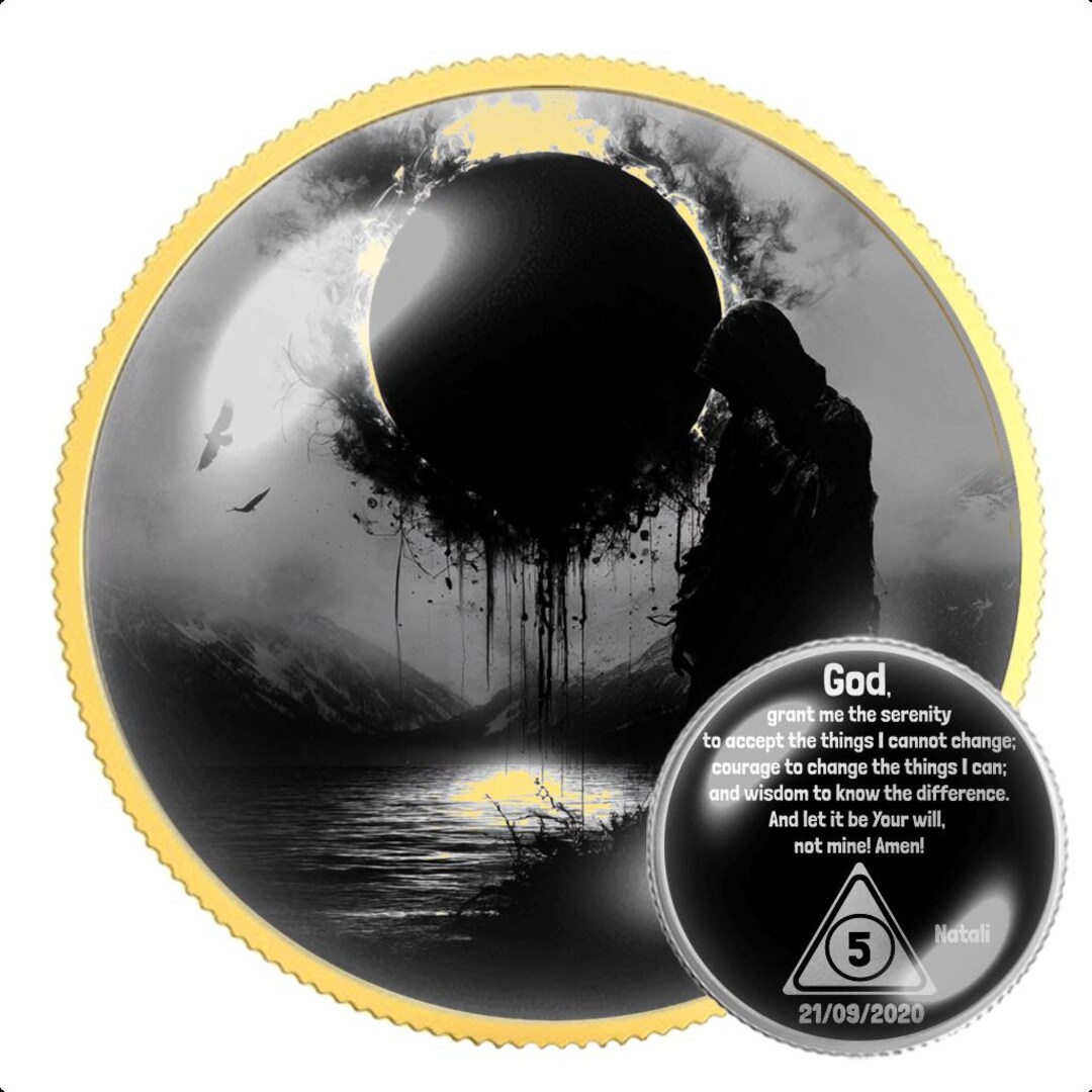 Demon Skull Sobriety Coin for AA NA Recovery | Clean Time Milestone ...