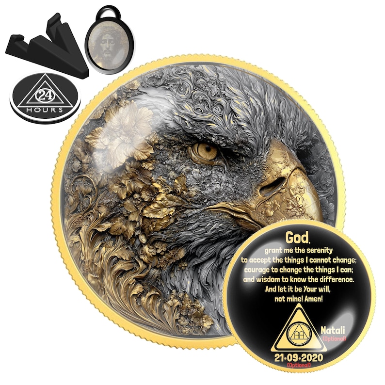 Eagle AA Chip, Sobriety Anniversary Coin, One Day at a Time Recovery ...
