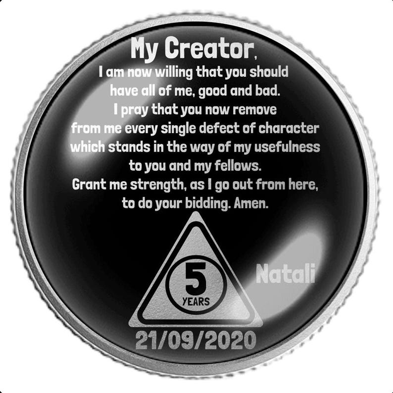 Sobriety Coin With Wave Design for AA NA Recovery | Sober Anniversary ...