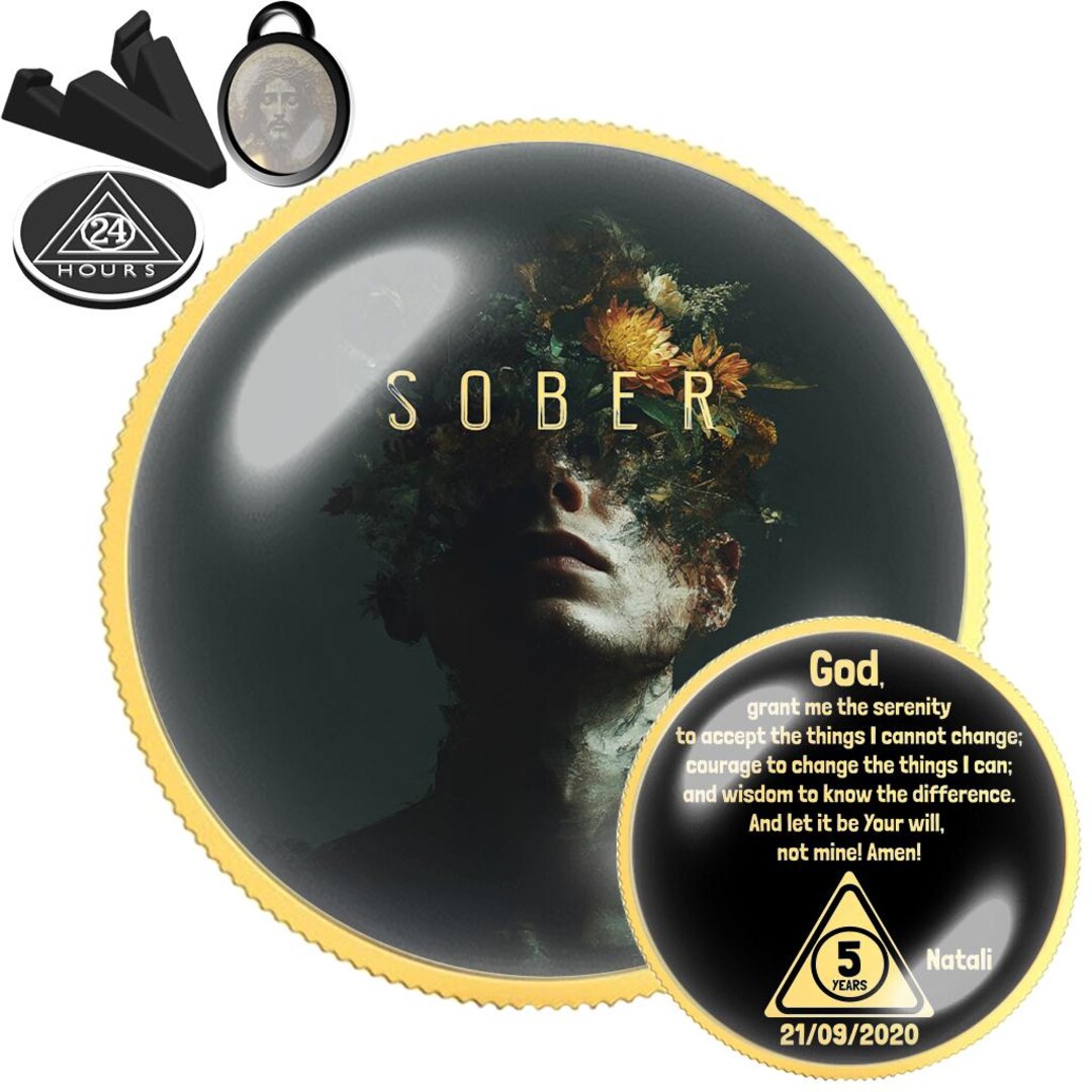 Sobriety Coin: Faith and Serenity Prayer Recovery Token - Etsy