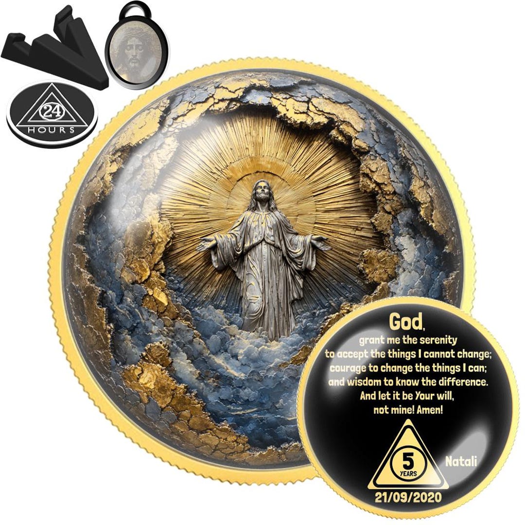 Christian Sobriety Coin, Jesus, Serenity Prayer (recovery Token) - Etsy