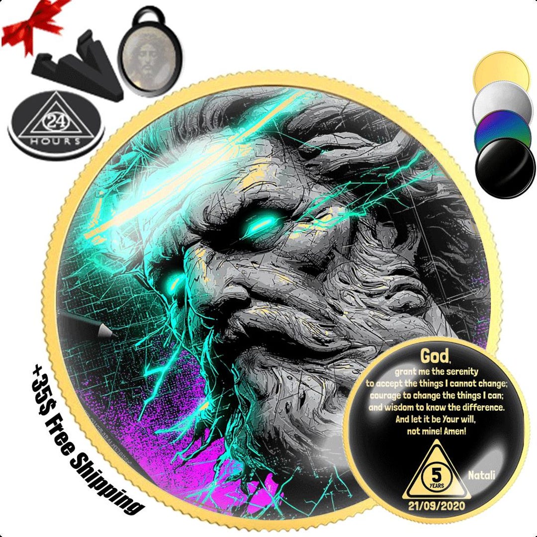 God Sobriety Coin With Faith Message | AA NA Recovery Medallion | Clean ...