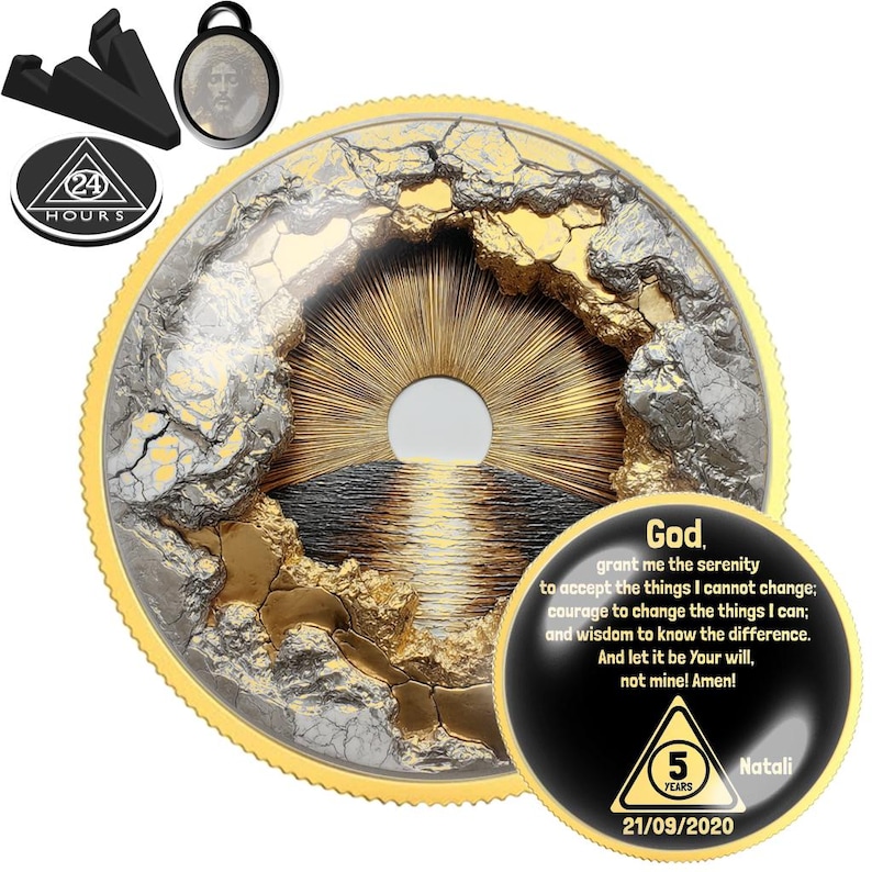 Sobriety Coin | Serenity Prayer | Alcoholics Anonymous | Sobriety Gift ...