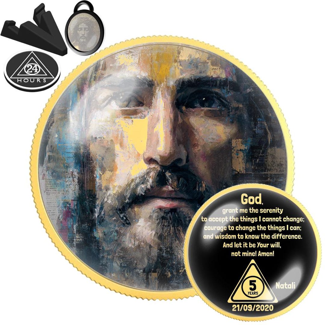 Jesus Custom Sobriety Coin, Alcoholics Narcotics Anonymous, AA NA ...