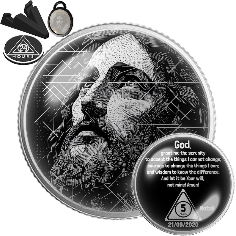 Sobriety Chip Jesus Christ | AA Recovery Coin | Alcoholics Anonymous ...