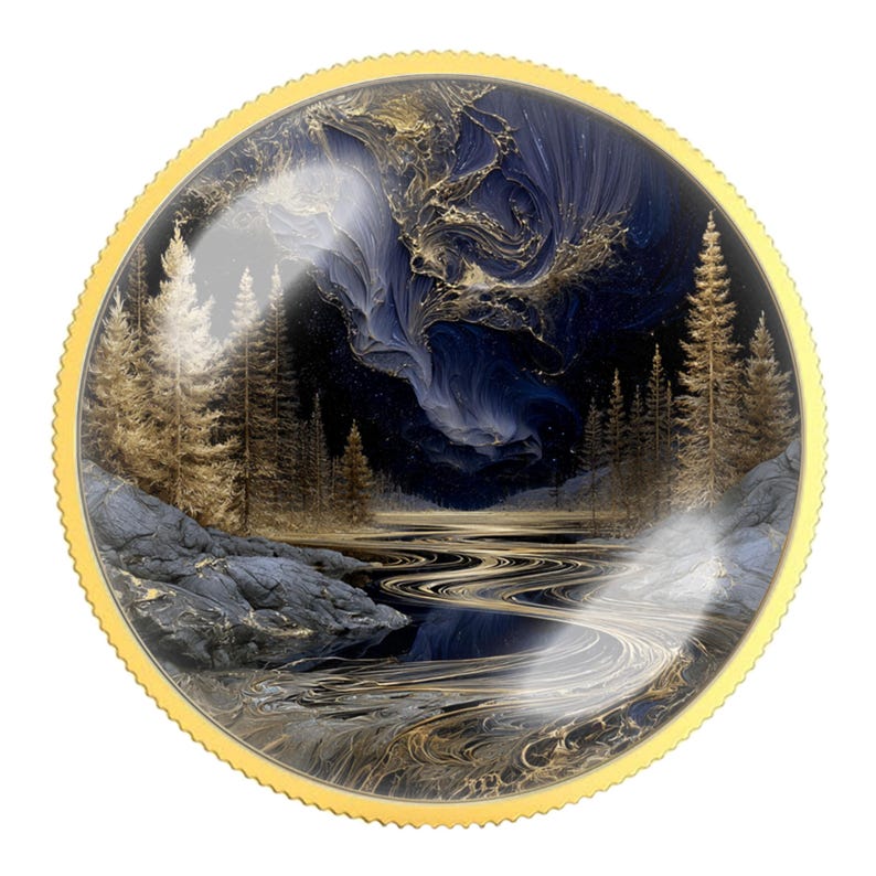 Northern Lights Sobriety Coin | Recovery Token, AA Medallion, Sober ...