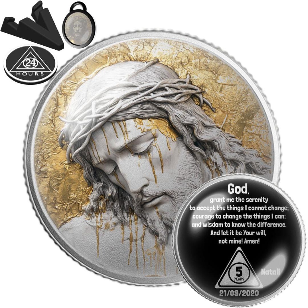 Sobriety Coin: Jesus and Serenity Prayer (faith Recovery Token) - Etsy