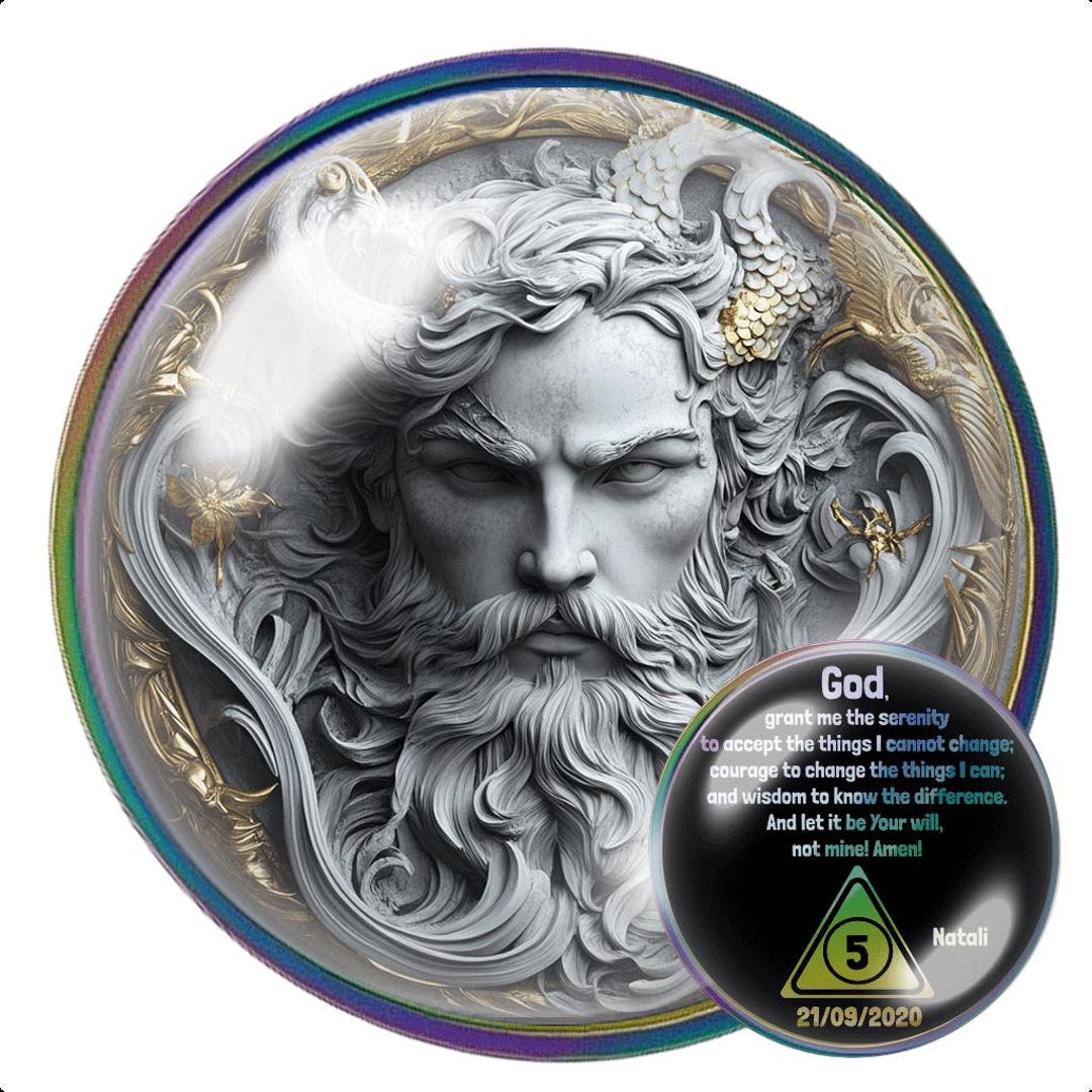 Rainbow God Sobriety Coin With Faith Message | AA NA Recovery Medallion ...
