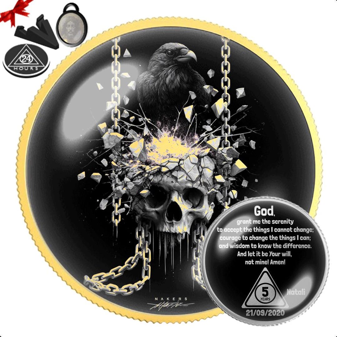 Sobriety Coin for AA NA Recovery | Clean Time Milestone Medallion ...