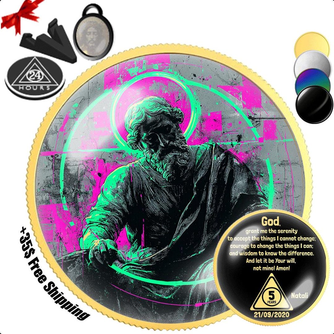 Prayer Sobriety Coin With Faith Message | AA NA Recovery Medallion ...