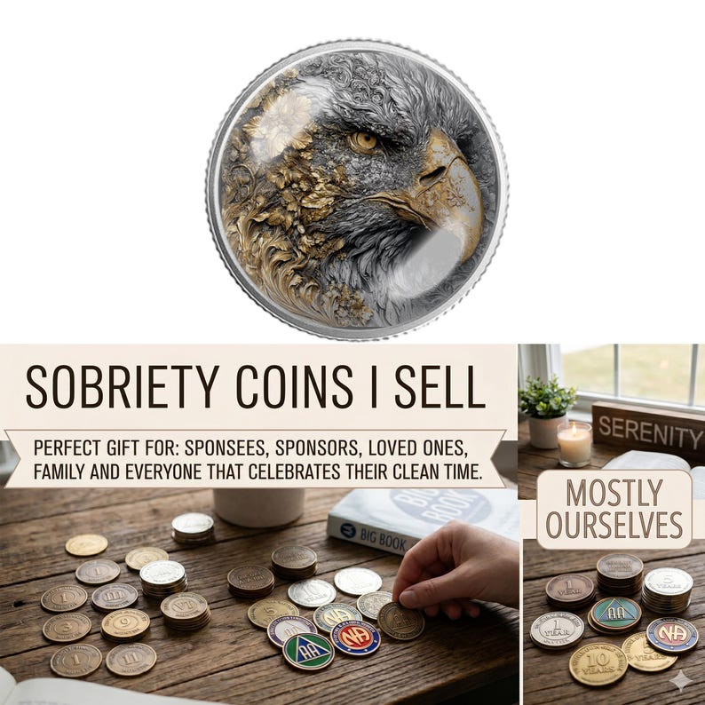 Eagle AA Chip, Sobriety Anniversary Coin, One Day at a Time Recovery ...