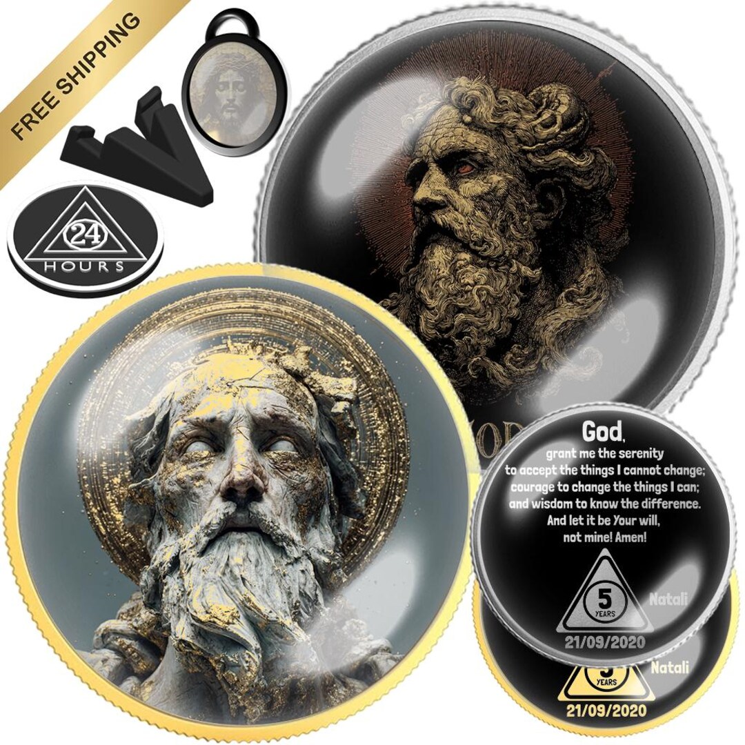 Duo Personalized God Sobriety Coins, Recovery Token Sponsor Sponsee, AA ...