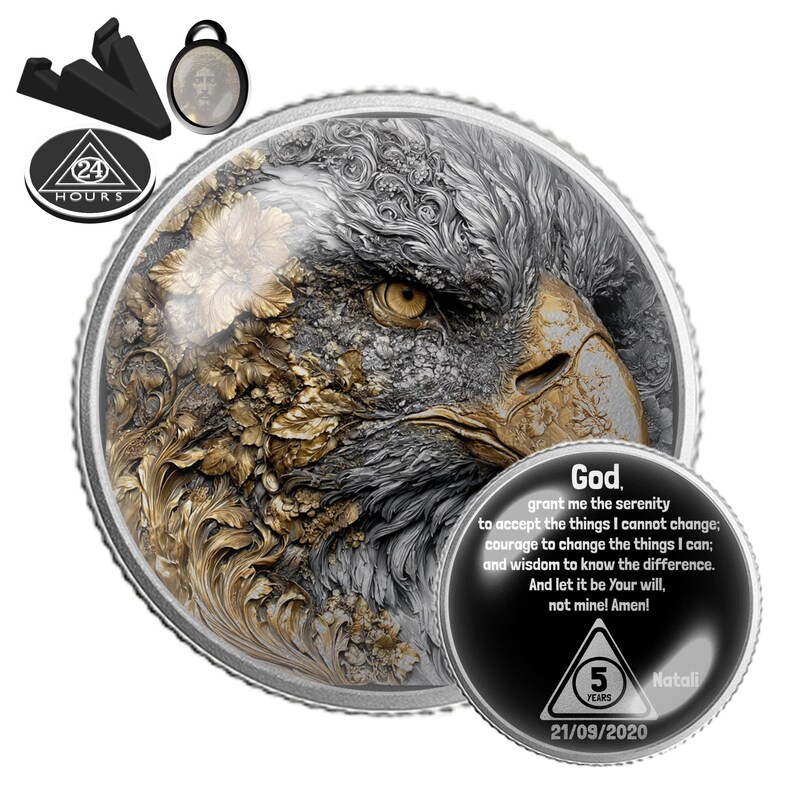 Eagle AA Chip, Sobriety Anniversary Coin, One Day at a Time Recovery ...