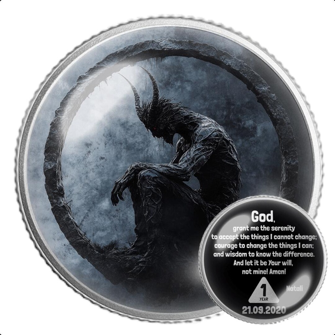 Personalized Demon Sobriety Coin – AA/NA Recovery Medallion (custom ...