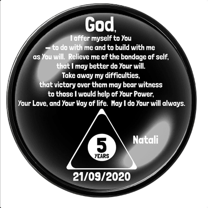 Black Sobriety Coin: Faith and God Symbol - Recovery Token - Etsy