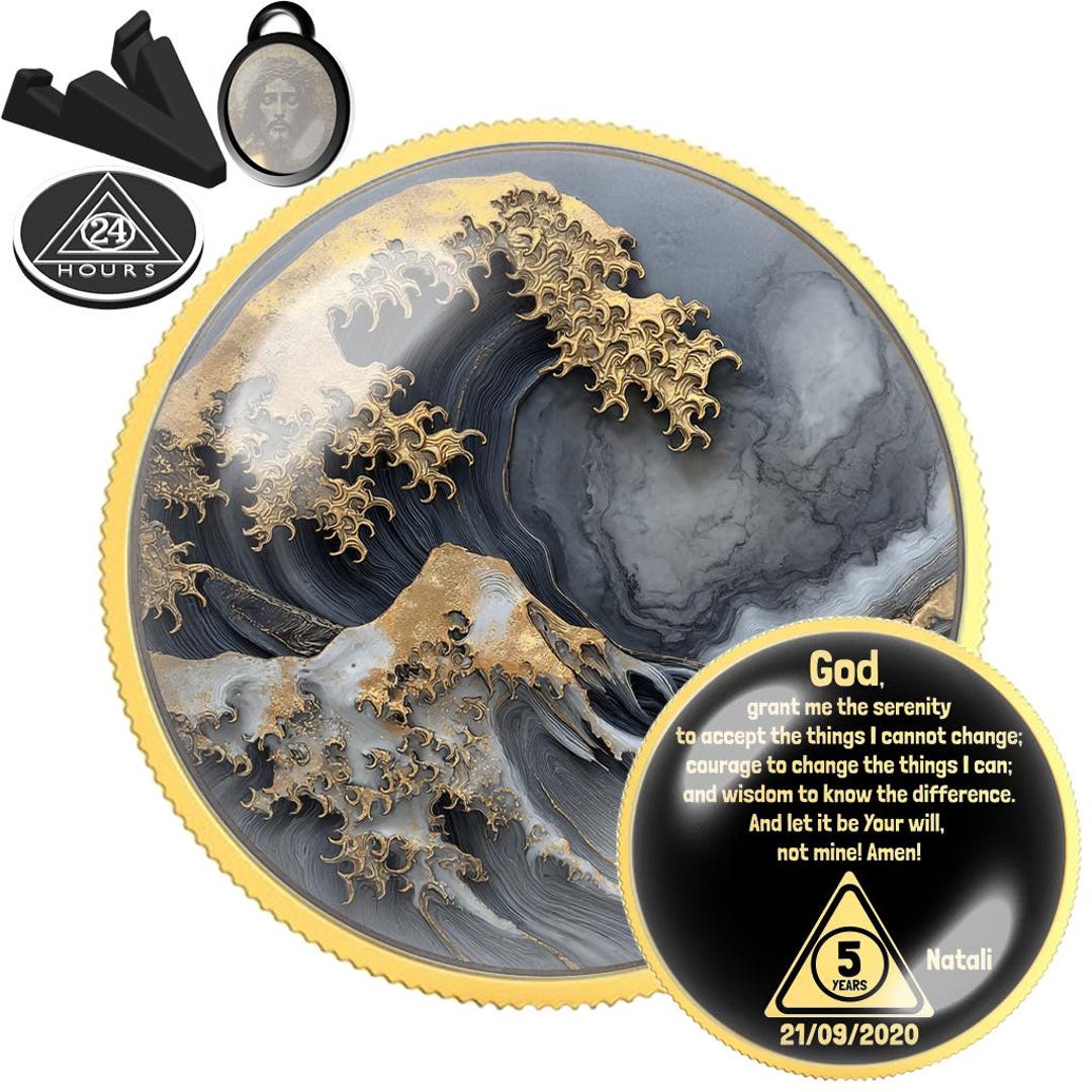 NA Coin Ocean Wave | Sobriety Coin | Sponsee Gift | Sobriety Chip ...