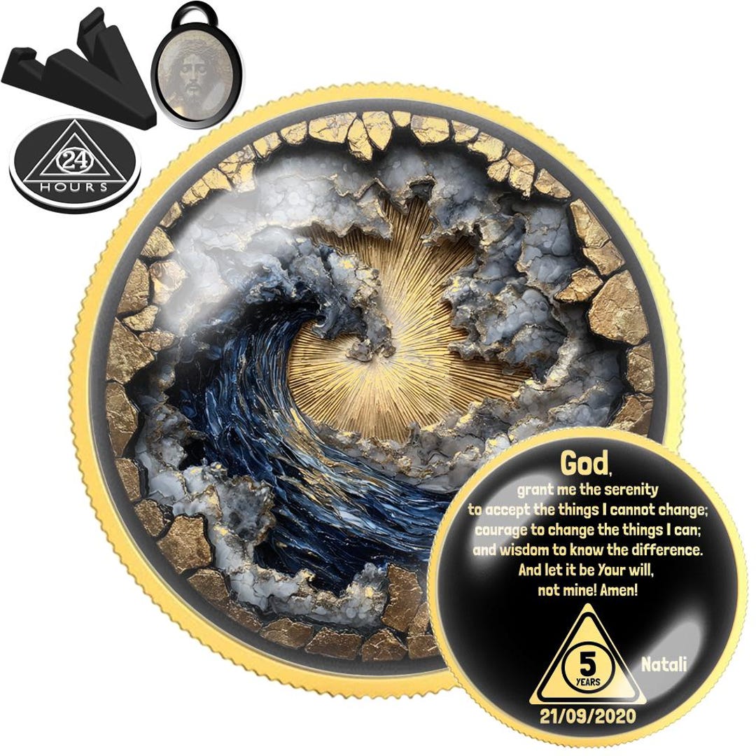 Sobriety Chip | Ocean Wave Coin | Sobriety Coin | Recovery Gift | AA ...