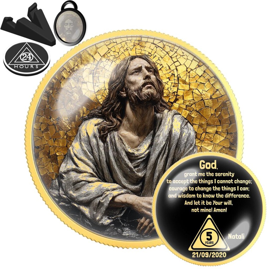 Jesus Christ Sobriety Chip | Alcoholics Anonymous Coin | Recovery Gift ...