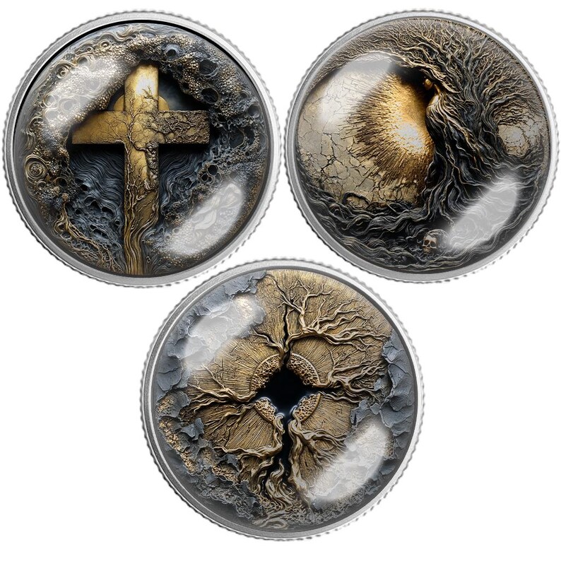Sobriety Coin Set of 3: Recovery Milestone Tokens (cross and Tree ...