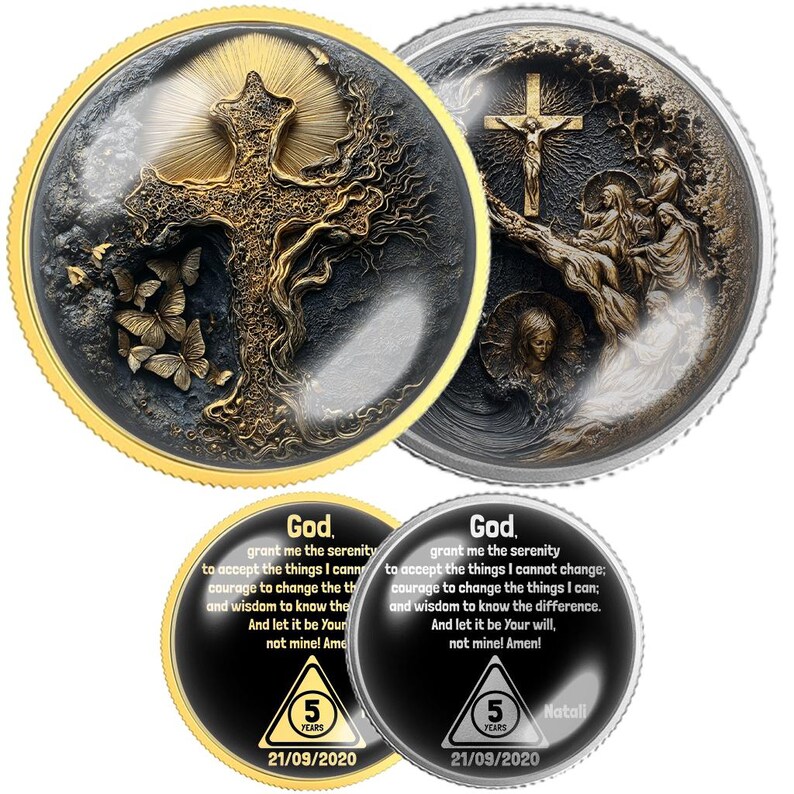 Sobriety Coin With Wave Design for AA NA Recovery | Sober Anniversary ...