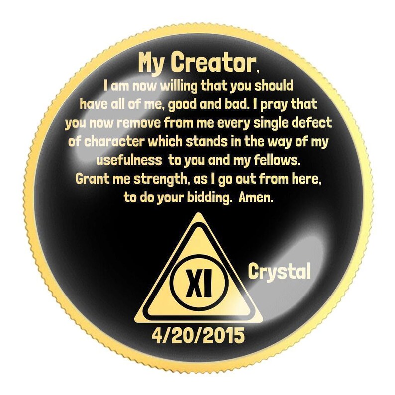 Gold AA Sobriety Coin Duo Set | Recovery Gift Set | Recovery Chip ...
