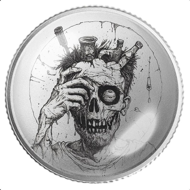Demon Skull Sobriety Coin for AA NA Recovery | Clean Time Milestone ...