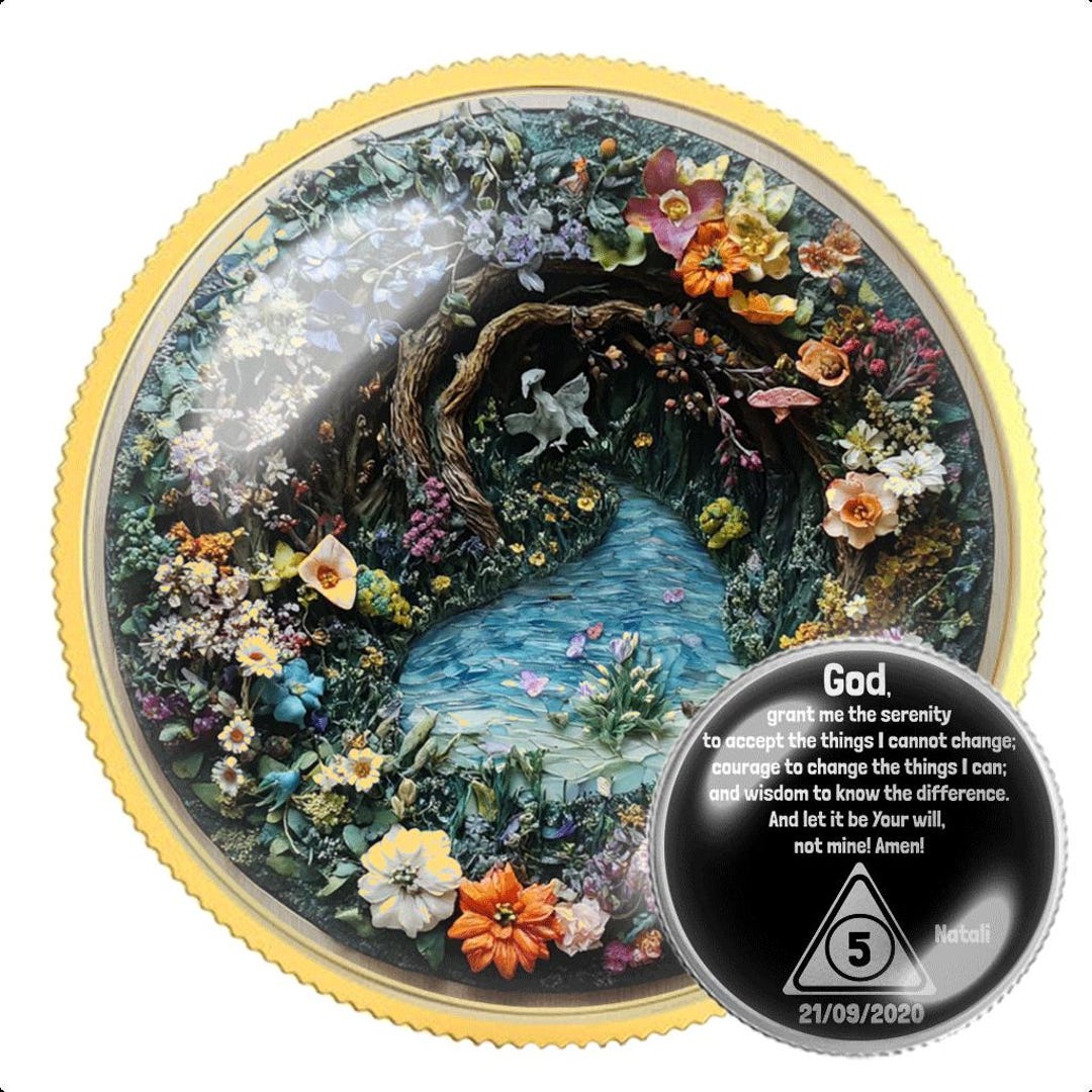 Higher Power Personalized AA Sobriety Coin Gift Set: Serenity Prayer ...
