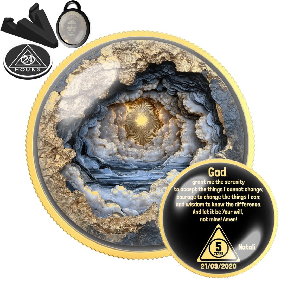 Sobriety Coin Ocean Wave Design | Sponsor Gift | Sponsee Gift | NA Coin ...