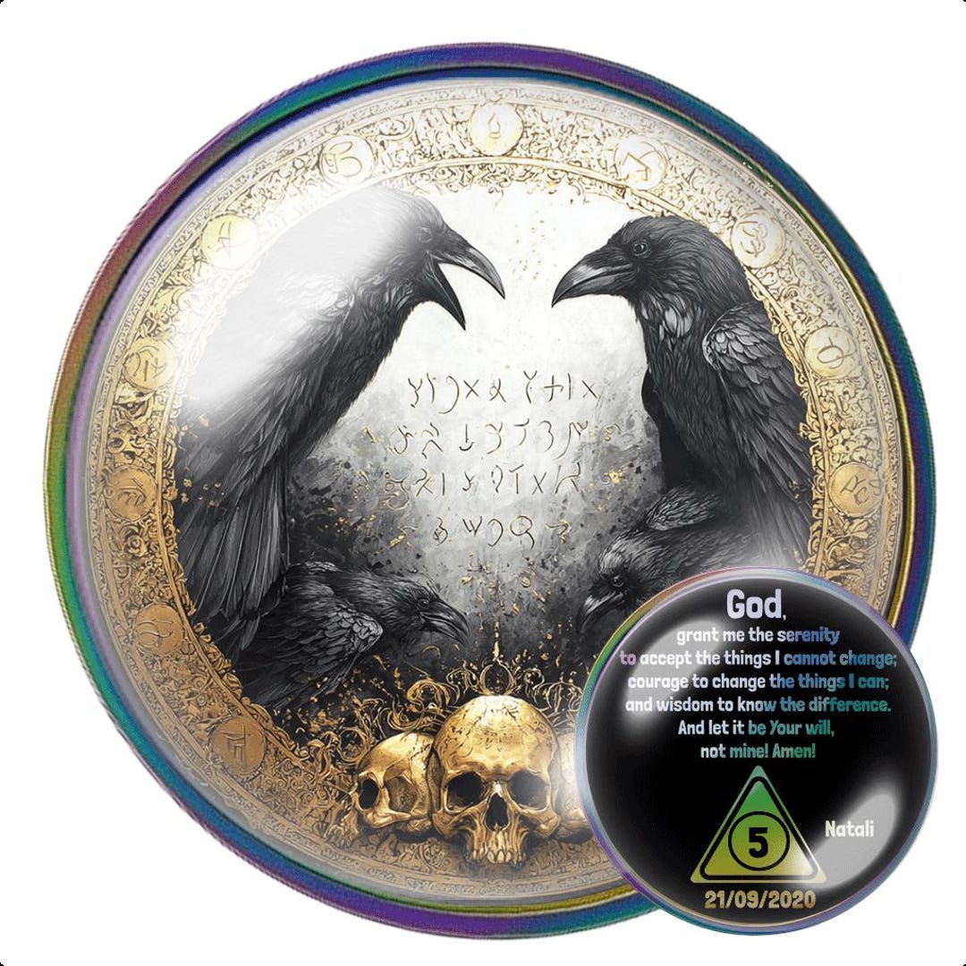 Rainbow Raven Sobriety Coin AA NA Recovery | Clean Time Milestone ...