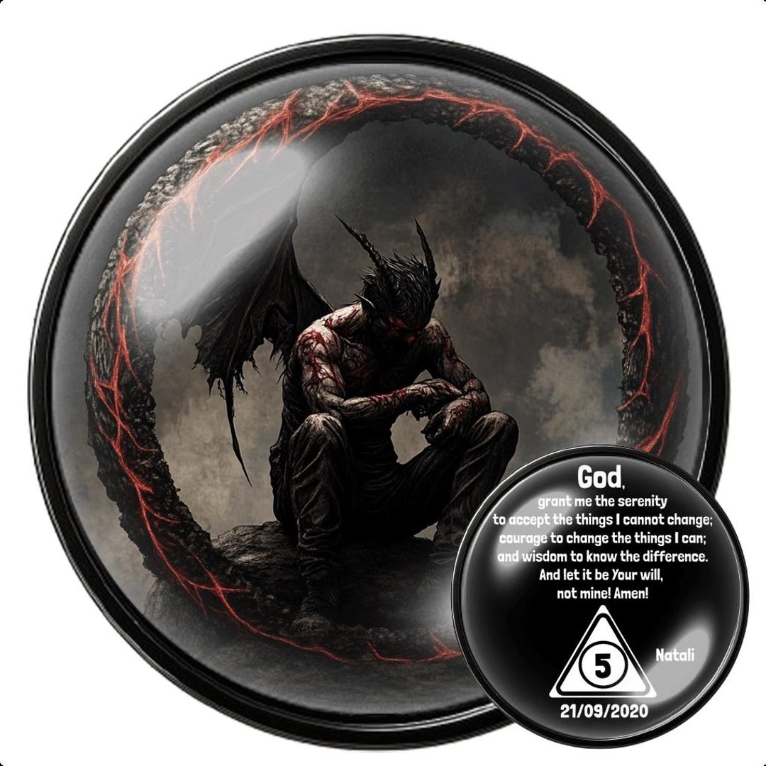 Black Demon Skull Sobriety Coin for AA NA Recovery | Clean Time ...