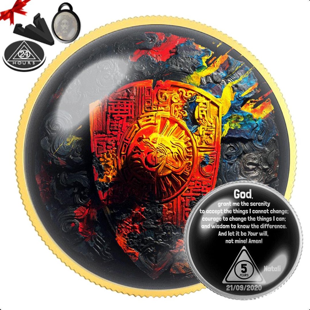 Shield Sobriety Coin | Custom Recovery Medallion for AA NA | Clean Time ...